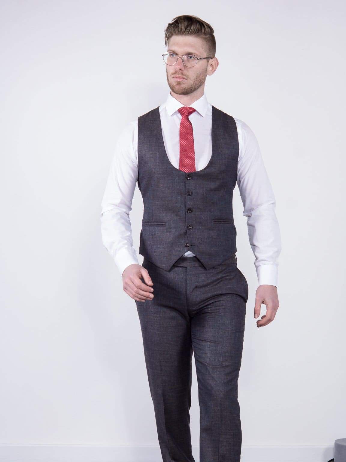 Wessi | Galbani Men's 3 Piece Slim Fit Italian Style Brown Suit ...