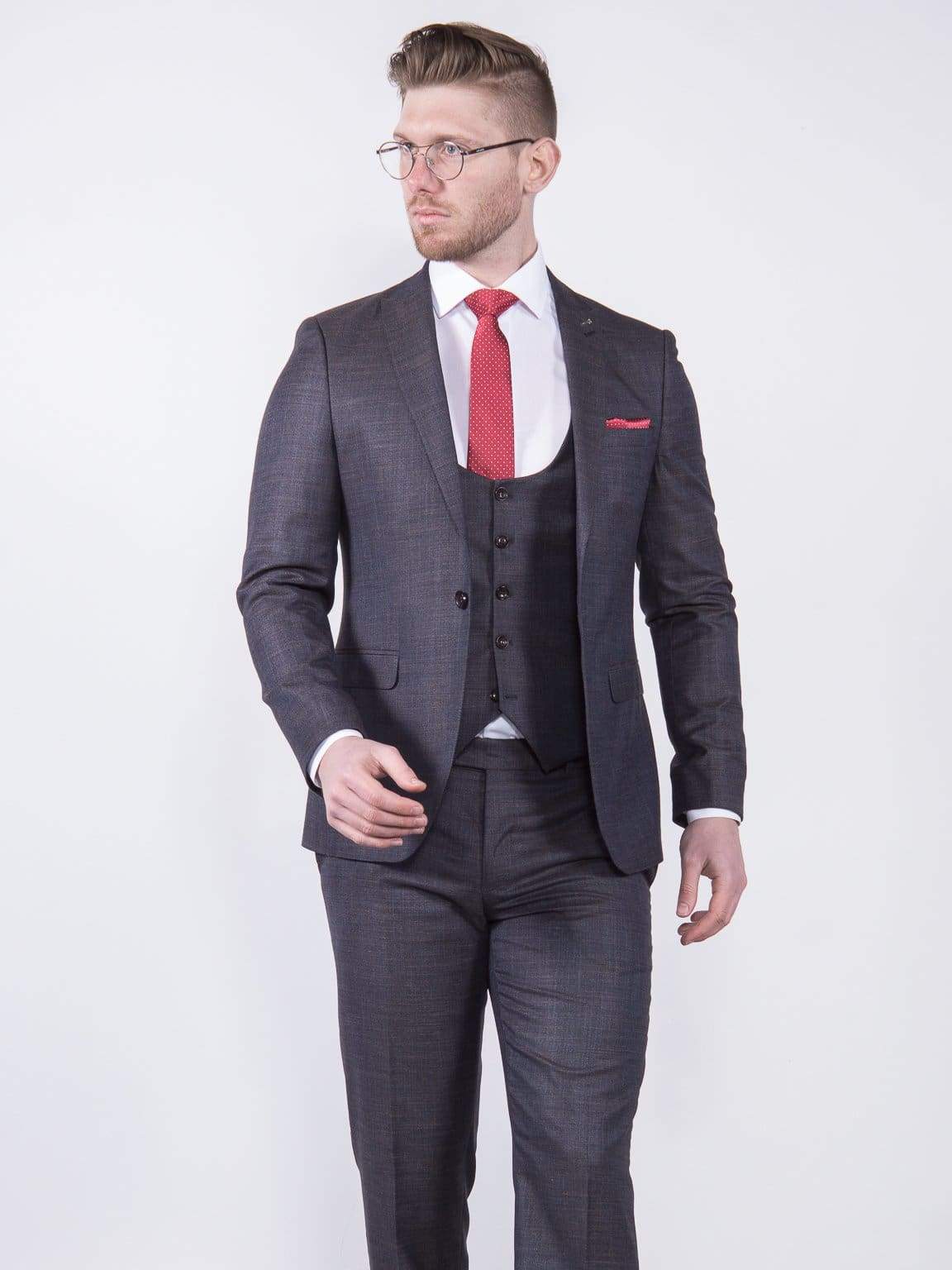 Wessi | Galbani Men's 3 Piece Slim Fit Italian Style Brown Suit ...