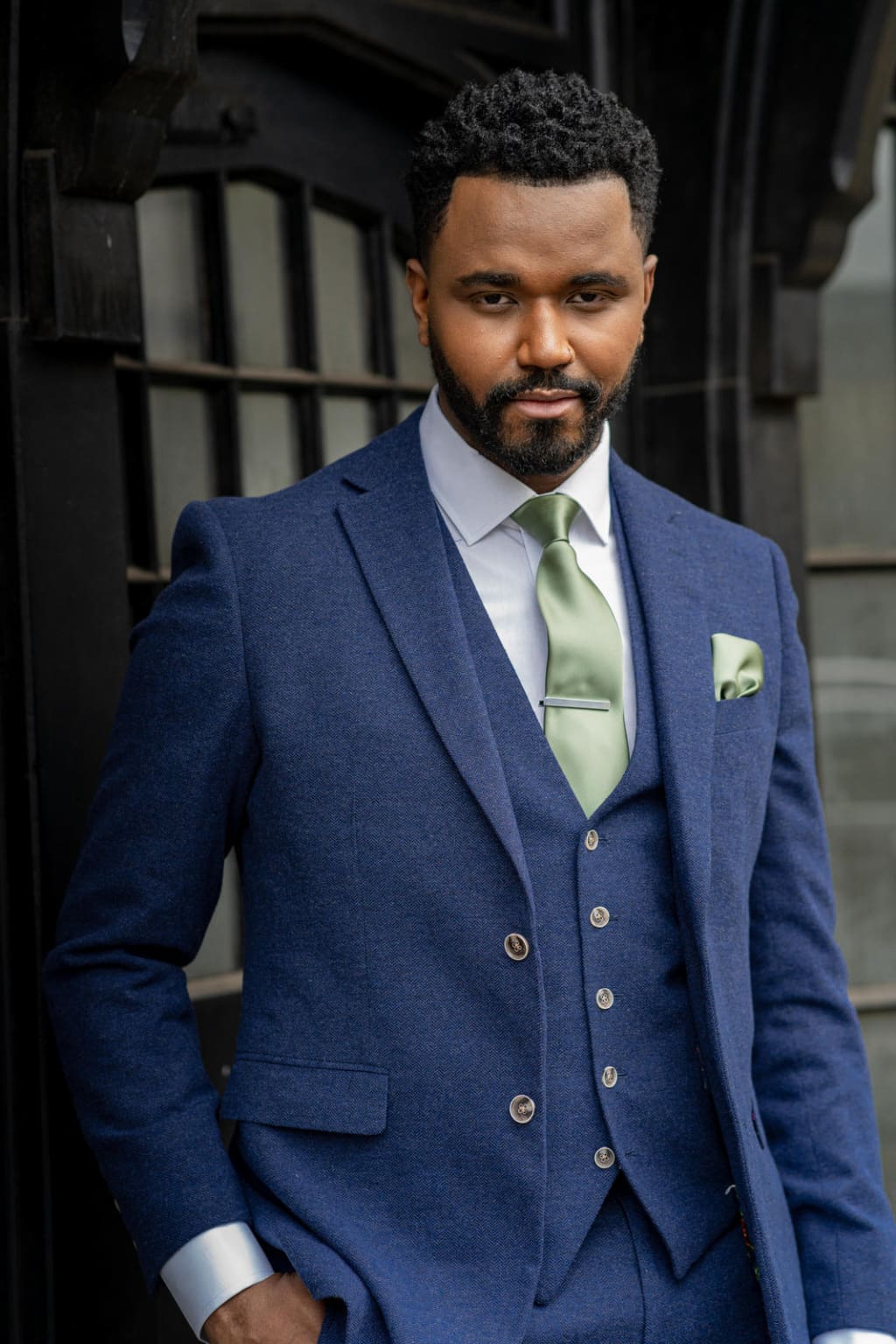 Skopes | Skopes Jude Navy Blue Herringbone Tweed 3 Piece Suit ...