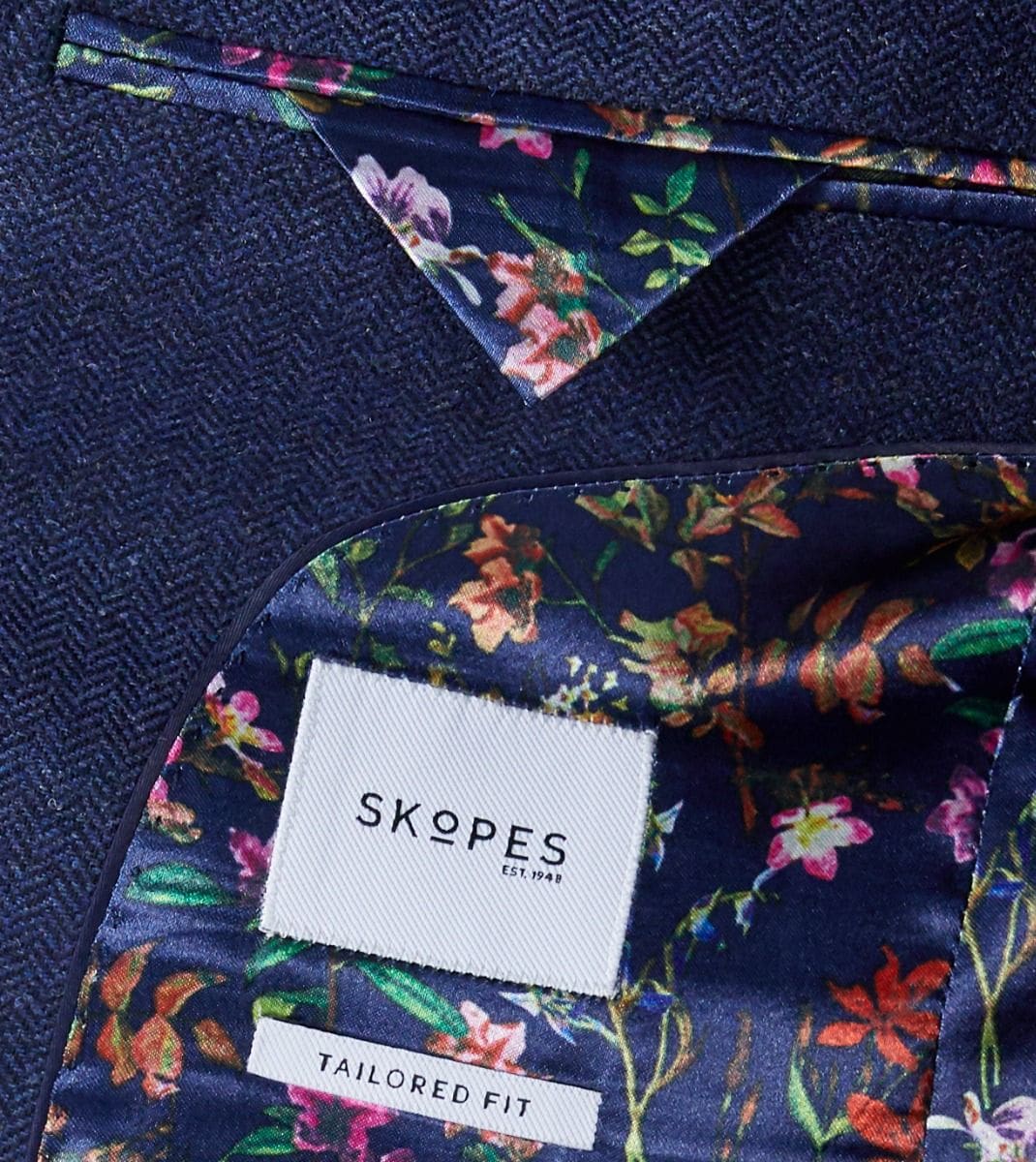 Skopes | Skopes Jude Navy Blue Herringbone Tweed 3 Piece Suit ...