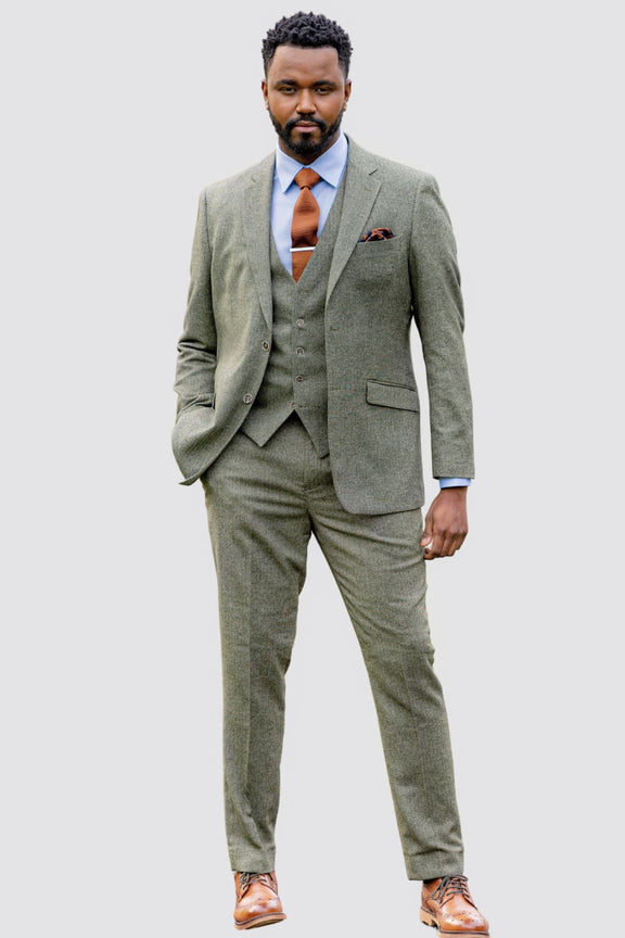 Skopes | Skopes Jude 3 Piece Sage Green Tweed Wedding Suit - MENSWEARR ...