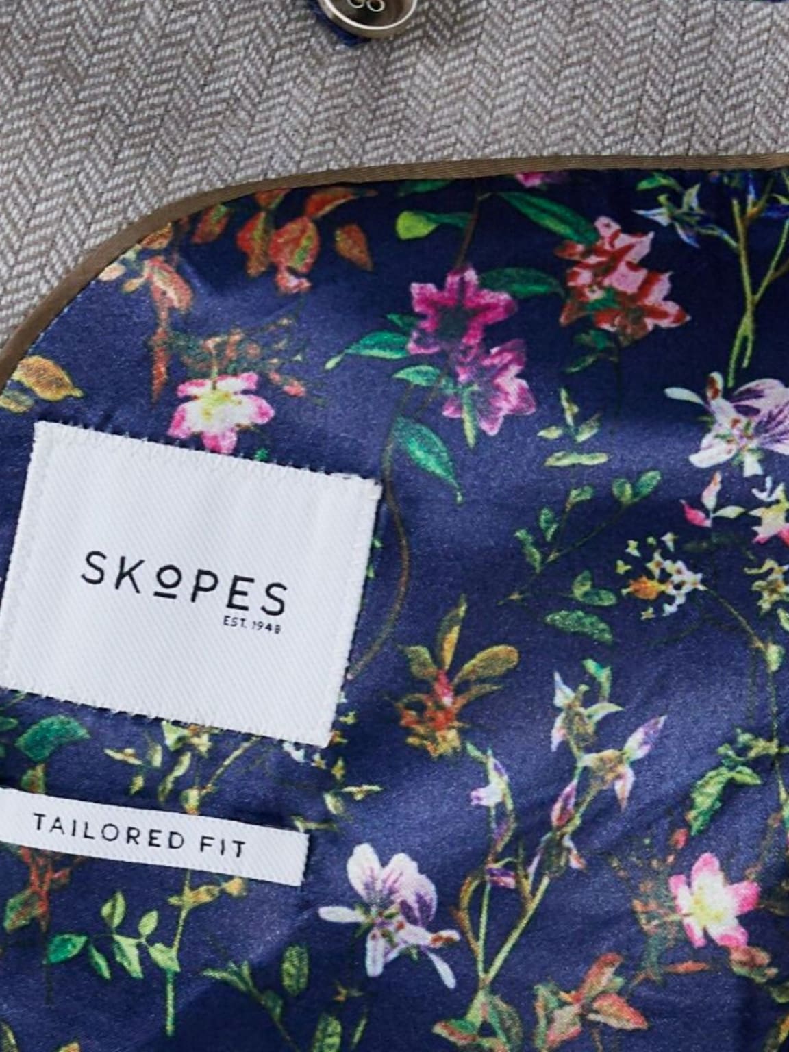 Skopes | Skopes Jude Stone Beige Herringbone Tweed 3 Piece Suit ...