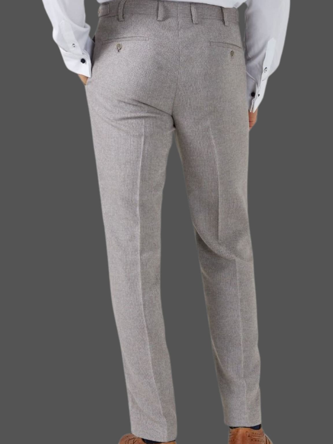 Skopes | Skopes Jude Stone Beige Herringbone Tweed Tailored Trousers ...