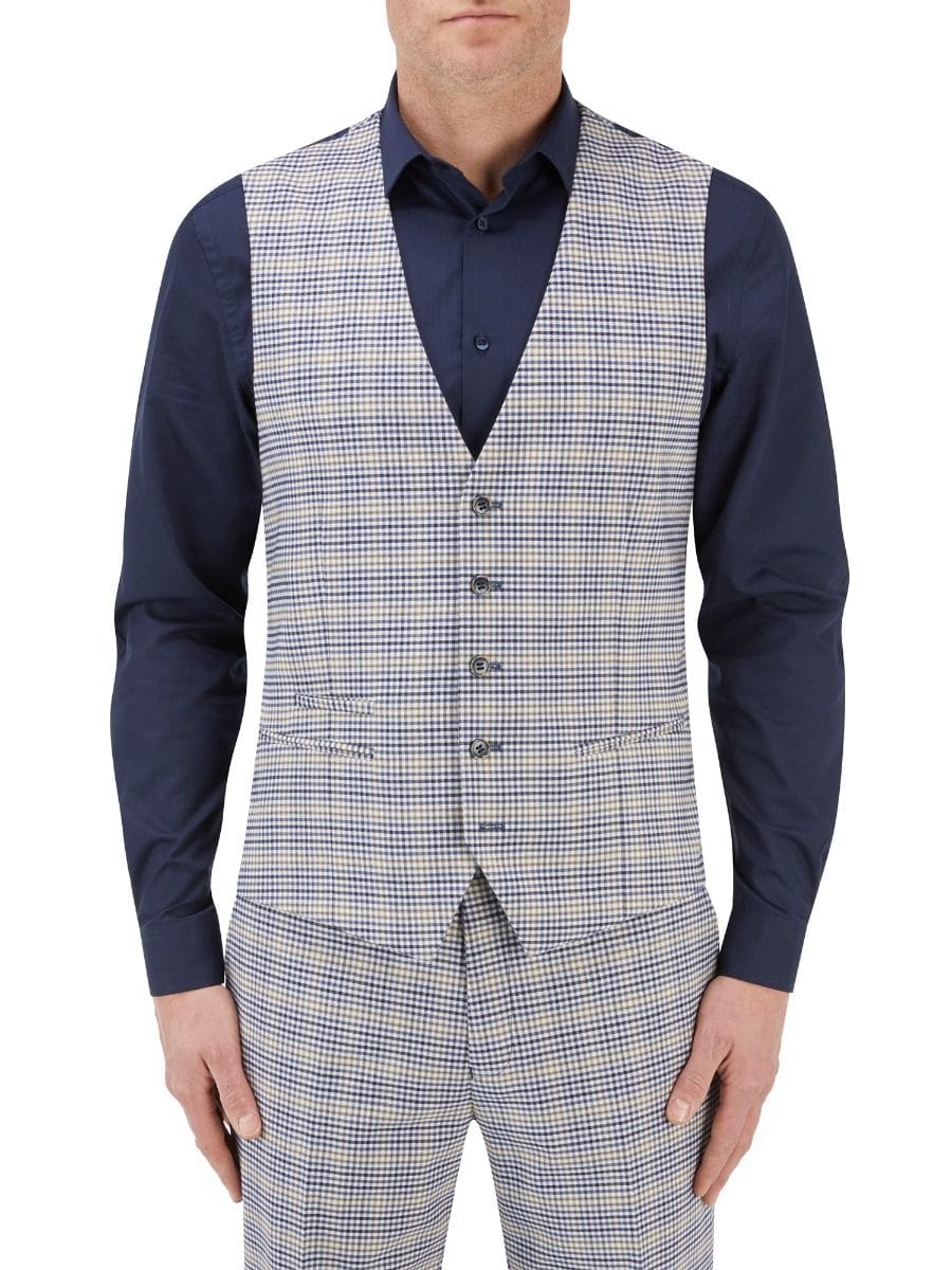 Skopes | Skopes Sturridge Navy Cream Waistcoat - MENSWEARR - House of ...