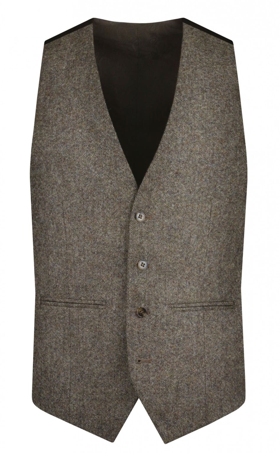 Torre | Torre Albert Brown Pure Wool Light Weight Tweed Waistcoat ...
