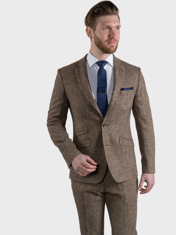 Torre | Brown Donegal Tweed Suit 3 Piece 100% Wool Suit Elton by Torre ...
