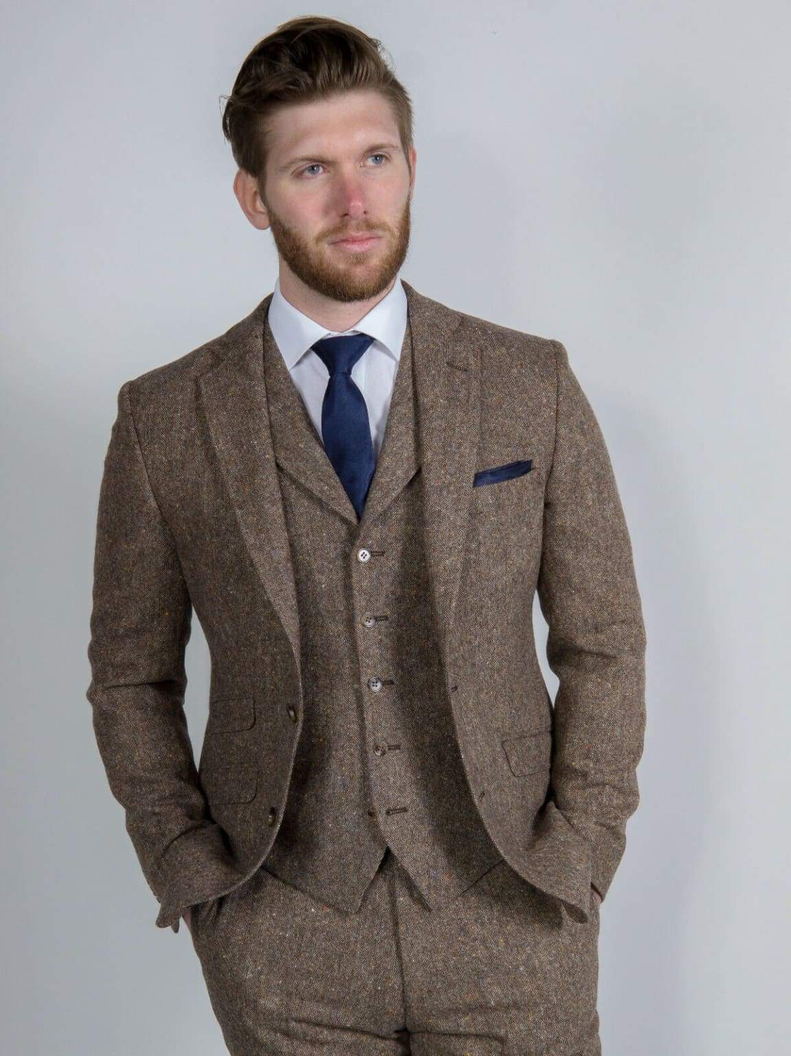 Torre | Torre Elton Tweed Men's Brown 100% Donegal Wool Tweed Waistcoat ...