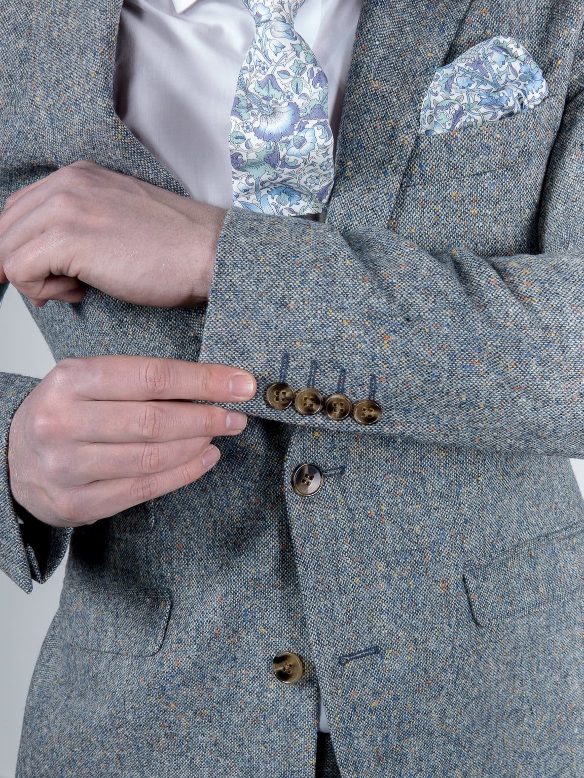 Torre | Torre Ice Blue Pure Donegal Wool Tweed Blazer - MENSWEARR ...