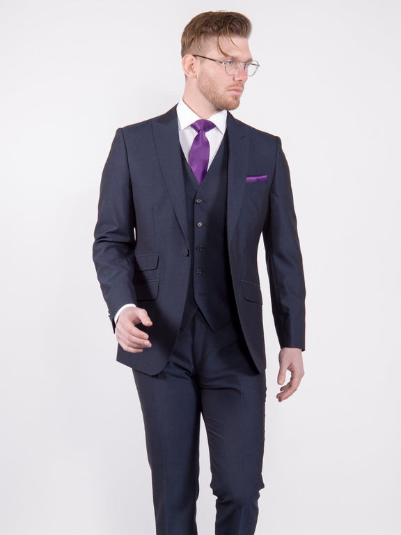 Torre | Torre Navy Mohair 3 Piece Suit - MENSWEARR - House of Menswear